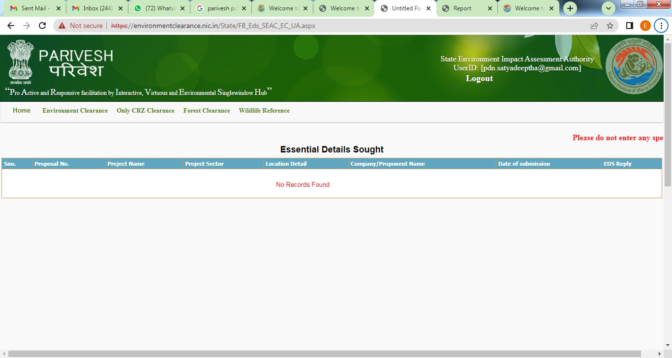 Welcome to Parivesh Portal